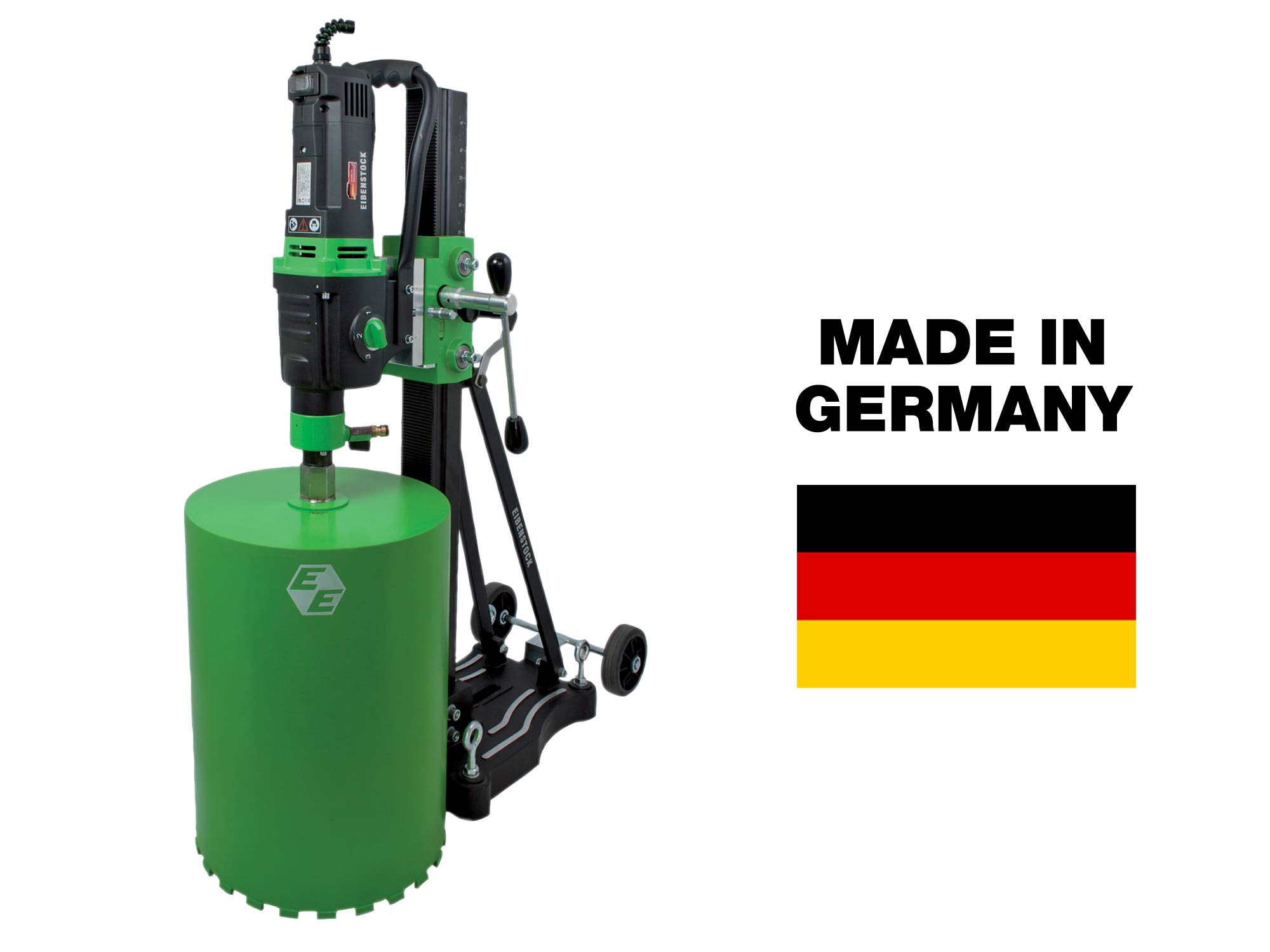 CS Unitec EBM 352/3 PSV -14 in. Capacity Concrete Core Drilling Rig with Vacuum/Anchor Stand- Wet Diamond Core Drill -3-Speed for Concrete, Brick, Asphalt, & Stone -Made in Germany (w/Vacuum Pump)