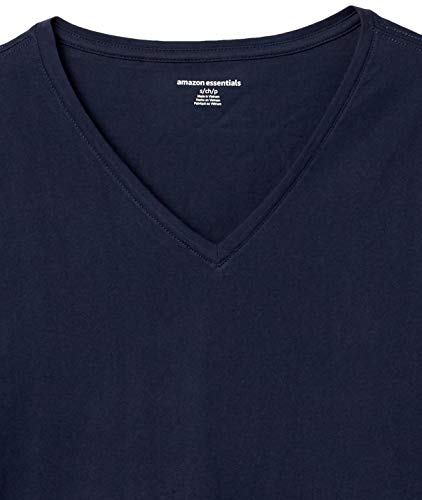 Amazon Essentials Women's Classic-Fit 100% Cotton Long-Sleeve V-Neck T-Shirt, Navy, XX-Large