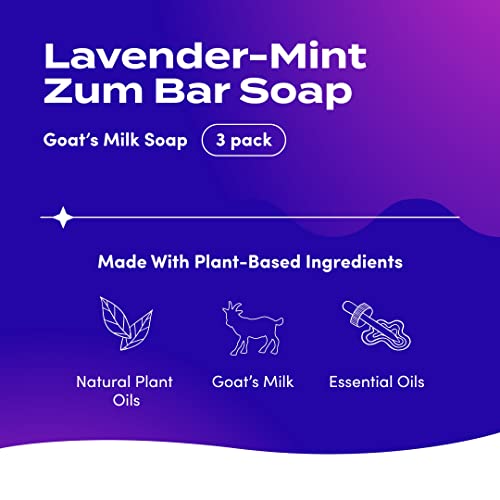 Indigo Wild Zum Bar Goat's Milk Soap - Lavender-Mint - 3 oz (3 Pack)