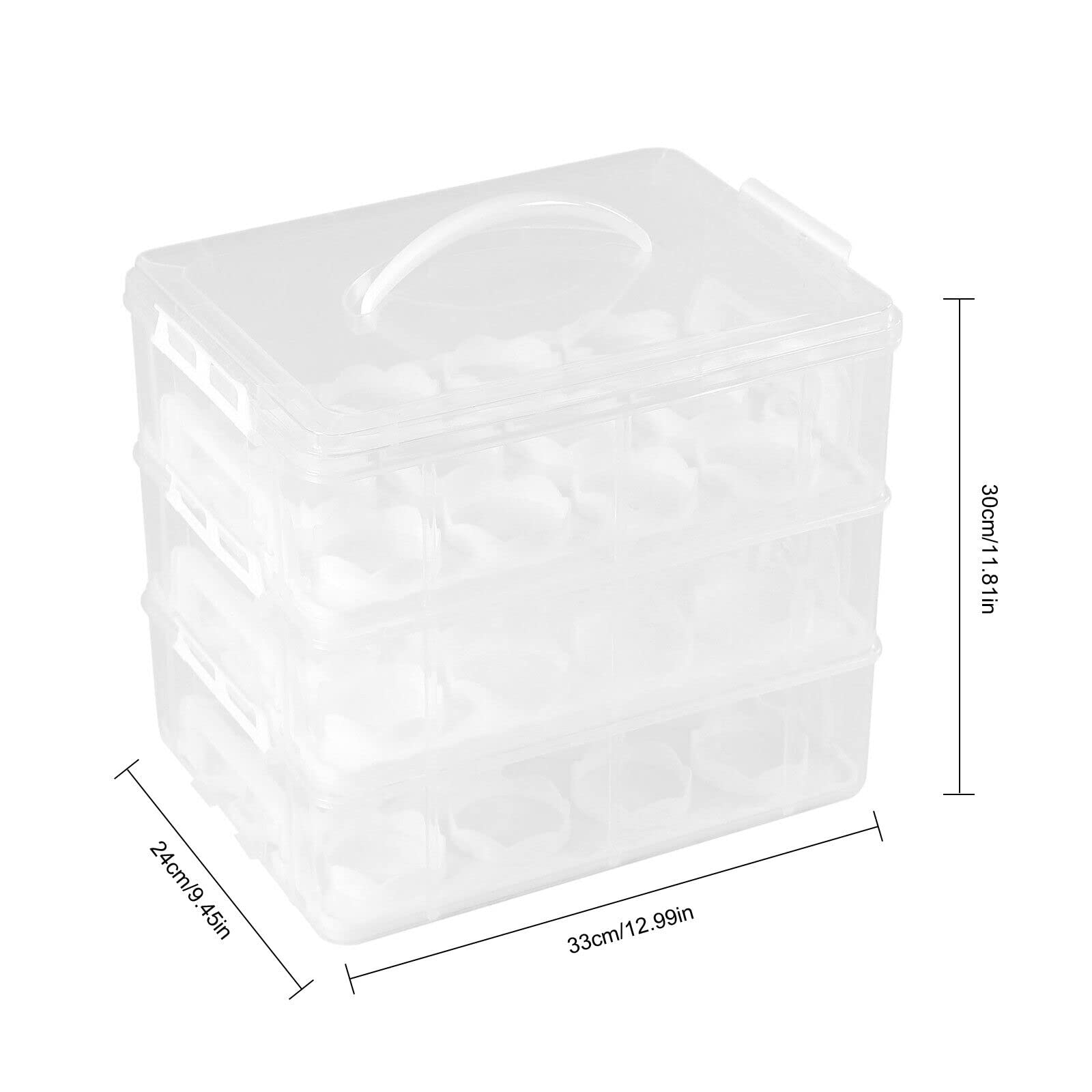 RENFANSHOP 3 Tier Cupcake Packing Box with Lid，Cupcake Muffin Carrier with Lid White Cakes Food Transporter Container Holds 36 Cupcakes or 3 Large Cakes Food with 3 Tier Stackable Layer Insert