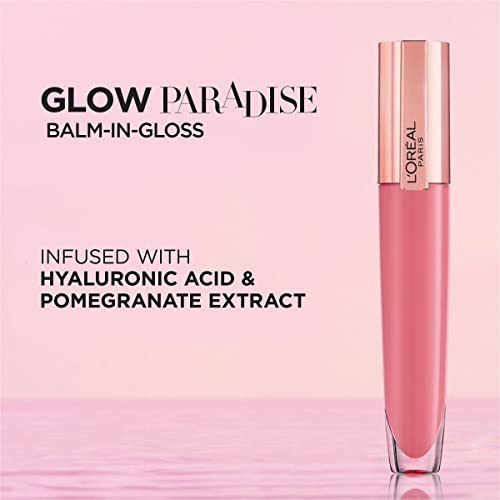 L'Oreal Paris Glow Paradise Hydrating Lip Balm-in-Gloss with Pomegranate Extract & Hyaluronic Acid, Blissful Blush, 0.23 fl oz