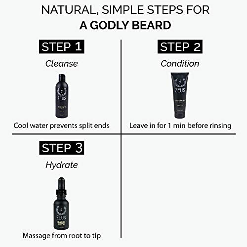 ZEUS Beard Care Set, Starter Beard Wash & Beard Oil Kit for Men, Soften, Hydrates, & Moisturizes β MADE IN USA (Sandalwood)