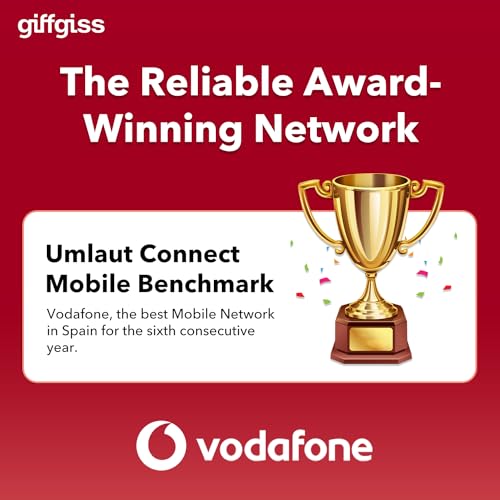 Vodafone Europe Prepaid SIM Card - 10GB Internet Data in 4G/LTE in UK and Europe, 50GB in Spain, 300 Mins Calls for 28 Days, SIM Card Supported Hotspot, Standard/Micro/Nano for iPhone/Android, L0