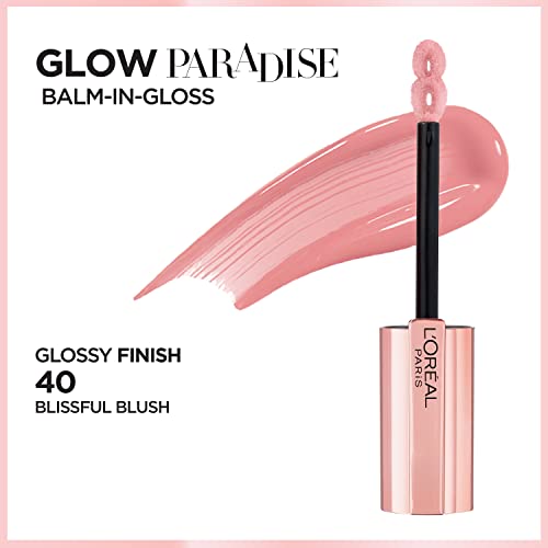 L'Oreal Paris Glow Paradise Hydrating Lip Balm-in-Gloss with Pomegranate Extract & Hyaluronic Acid, Blissful Blush, 0.23 fl oz