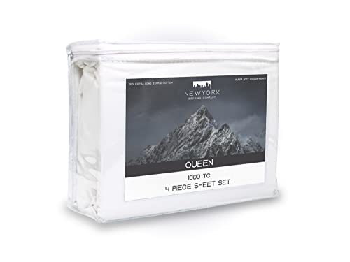 Luxury 1000 Thread Count 100% Egyptian Cotton Bed Sheets 4 Pc Queen Size Sheet Set Navy Blue, Sateen Weave Bed Sheets, Single Ply Yarns, Luxury Collection, Fits mattress up to 16” Deep Pocket