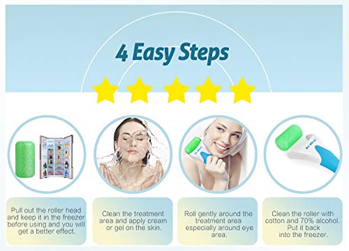 Ice Roller, ESARORA Ice Roller for Face & Eye, Puffiness, Migraine, Pain Relief and Minor Injury, Skin Care Products with 2 Roller (1 Plastic Roller & 1 Stainless Steel Roller)