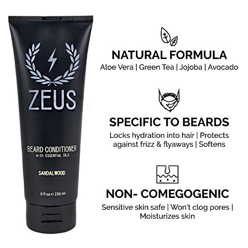 ZEUS Beard Care Set, Starter Beard Wash & Beard Oil Kit for Men, Soften, Hydrates, & Moisturizes β MADE IN USA (Sandalwood)