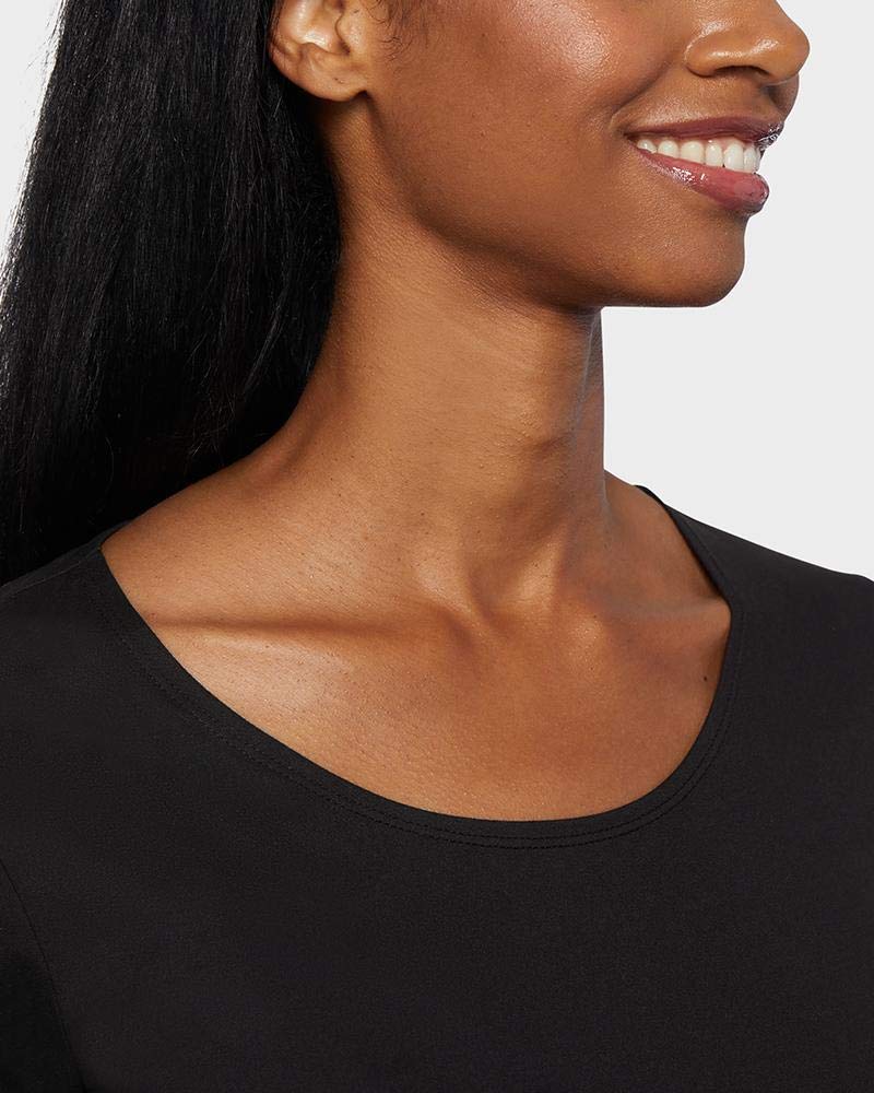 32 Degrees Heat Womens Ultra Soft Thermal Lightweight Baselayer Scoop Neck Long Sleeve Top, Black, Medium