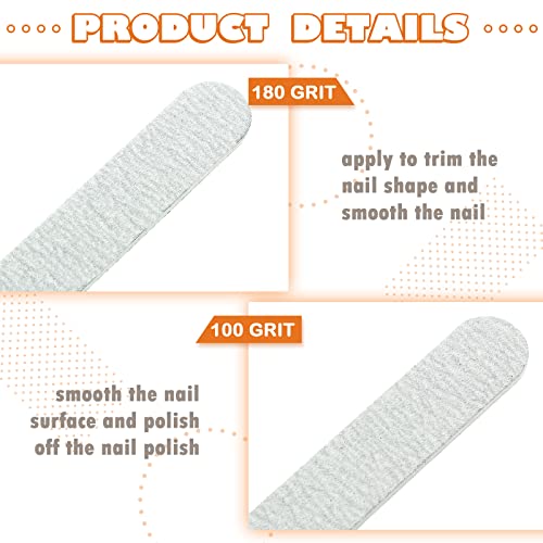 100 Pcs Grit Nail Buffers Files 100/180 Emery Board Double Sided Manicure Pedicure Tool Nail Buffering Files Fingernail Files for Women Men Nails Home Salon Supplies