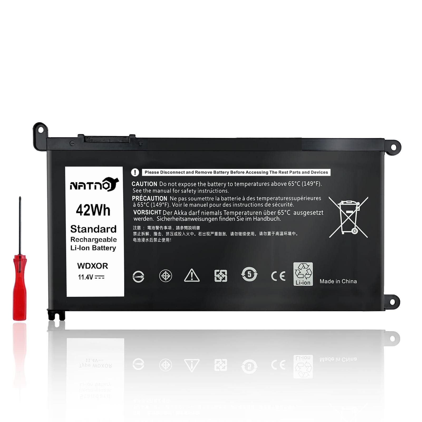 NATNO WDX0R Laptop Battery for Dell Inspiron 13-5000 15-5000 15-7000 17-5000 Series 7378 7368 5368 5378 5379 7560 7569 7570 7579 5565 5567 5568 5578 5767 5765 [42Wh 11.4V 4Cell]