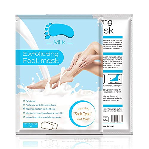 Foot Peel Mask-3 Pack,Foot Exfoliating Set With Milk Serum,Baby Foot Peeling-Cracked Feet Treatment,Dead Skin Heel Scraper For Feet,Disposabel Feet Spa Socks,Intensly Moisturizes Repair and Softens The Feet