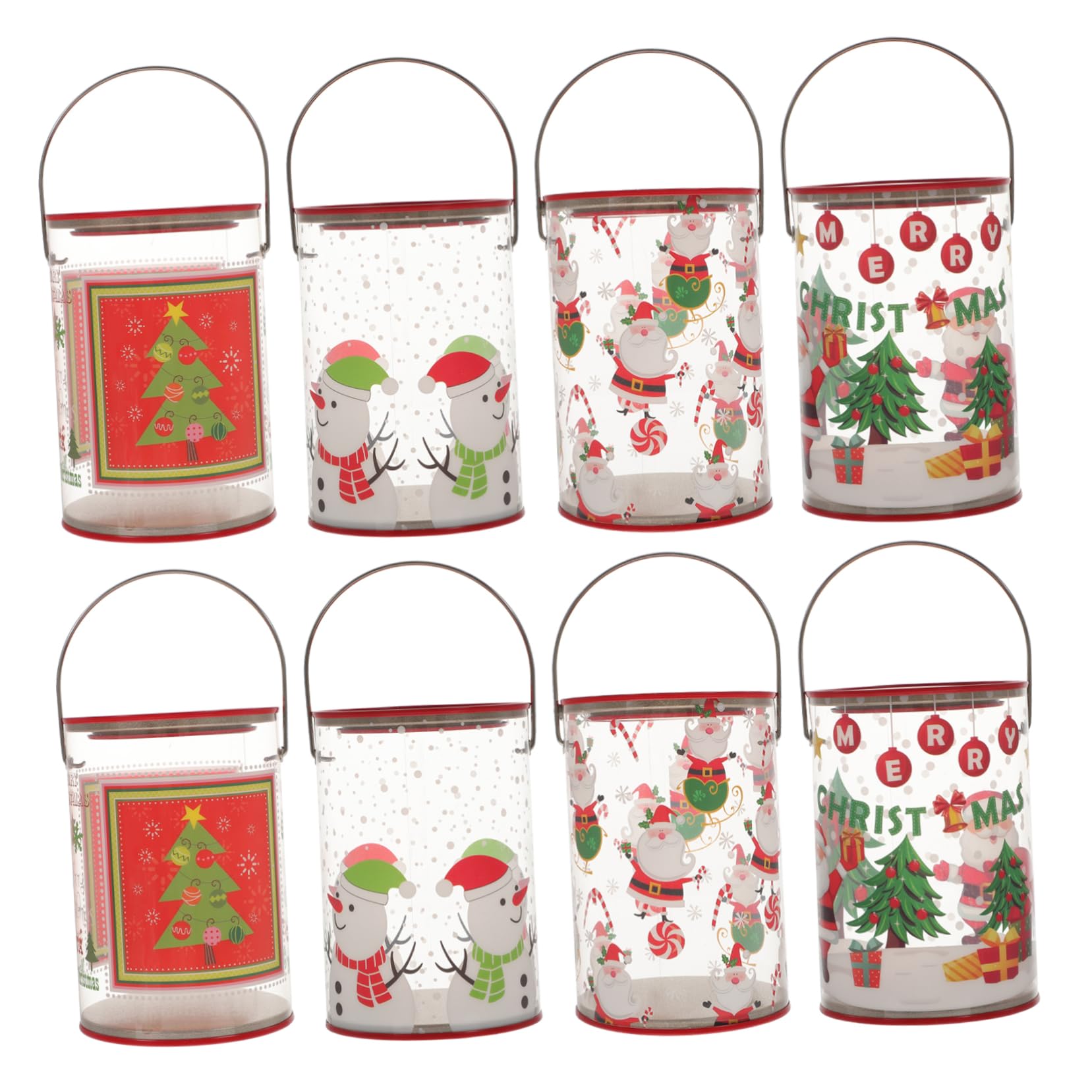 NOLITOY 8pcs Portable Cylinder Cookie Boxes Plastic Cookie Jar Sealed Containers for Food Pantry Sugar Jars Christmas Biscuit Tins Tinplate Lid Canister for Candy Mini Pvc