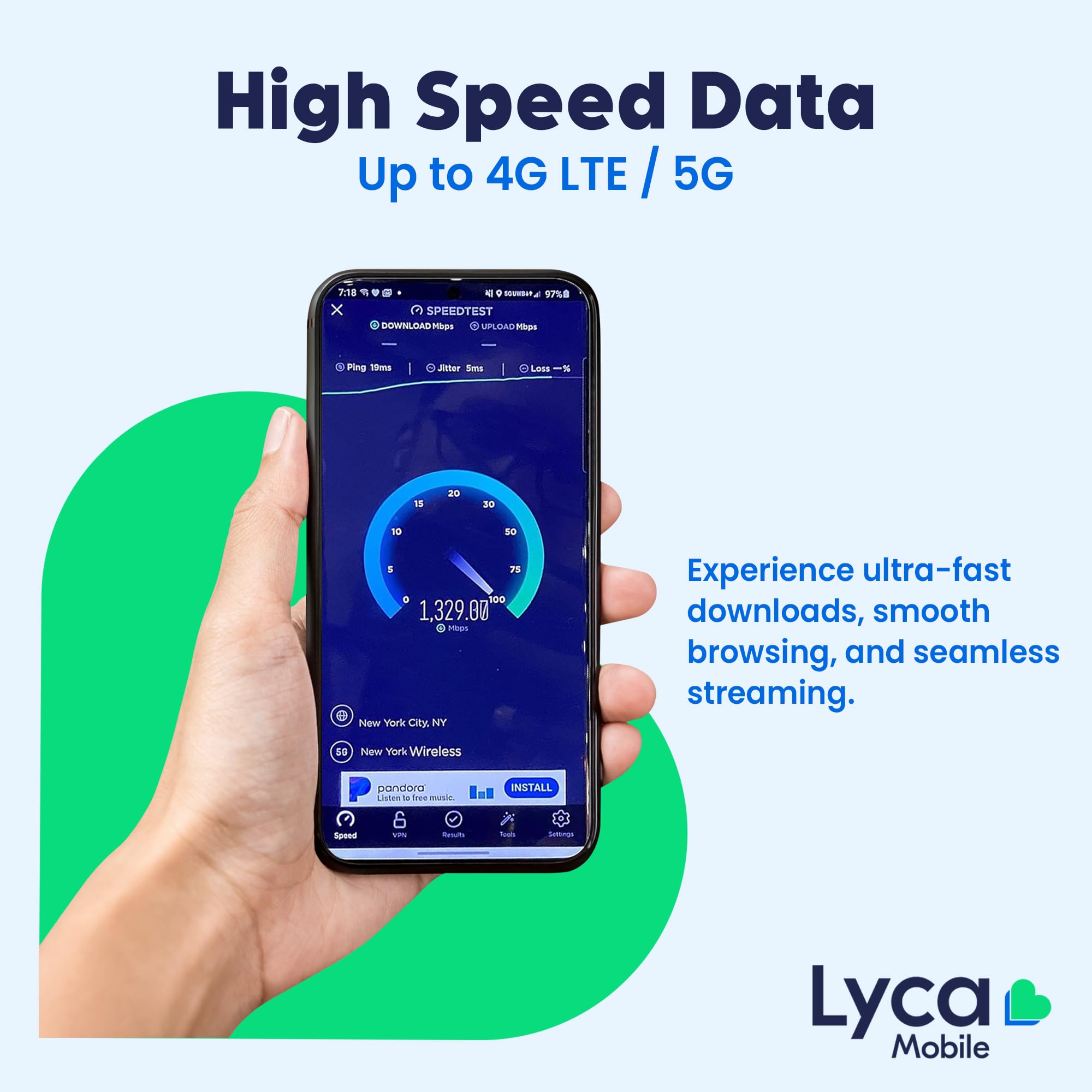 Lycamobile 90 Day Prepaid SIM Card for Cell Phones, 10GB High Speed 4G LTE/5G Data, International Talk & Text to 100+ Countries, Quick Activation, 3-in-1 Triple-Cut, Compatible w/Most Mobile Phones