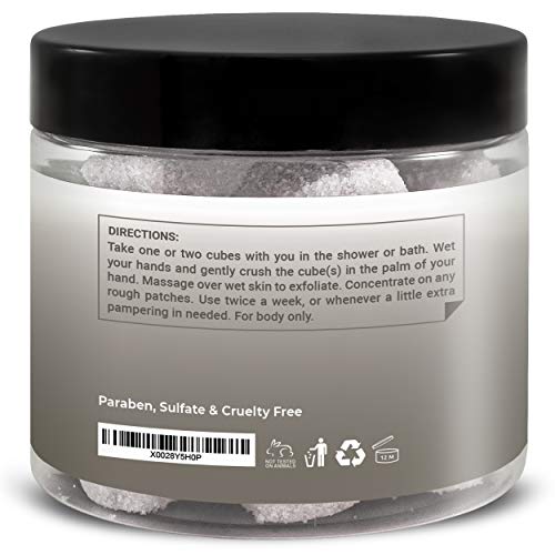 Body Scrub Exfoliator - 12oz COCONUT Sugar scrub cubes w/Mango Butter & Shea butter- Ultra Hydrating & Moisturizing - All Natural & Organic for all body exfoliation- For hands, arms legs, elbow & foot