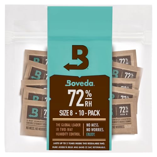 Boveda 72% RH 2-Way Humidity Control – Restores & Maintains Humidity–All In One Solution For Humidification- Patented Technology for Humidity Control Convenient & Versatile - 10 Count Resealable Bag