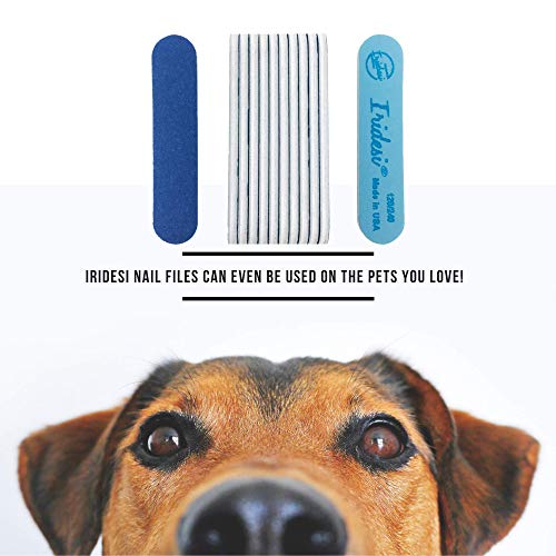 Iridesi Professional Mini Blue Finger Nail Files 120/240 Washable Emery Boards 3-1/2 Inches Long 12 Fingernail Files Per Pack