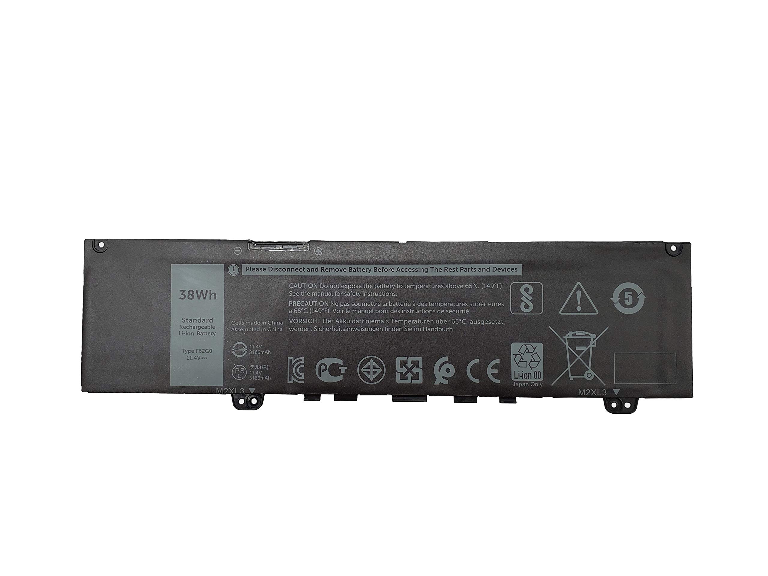 Kreen F62G0 Laptop Battery for Dell Inspiron 13 5370 7000 7370 7373 Vostro F62GO RPJC3 39DY5 CHA01 11.4 V 38WH