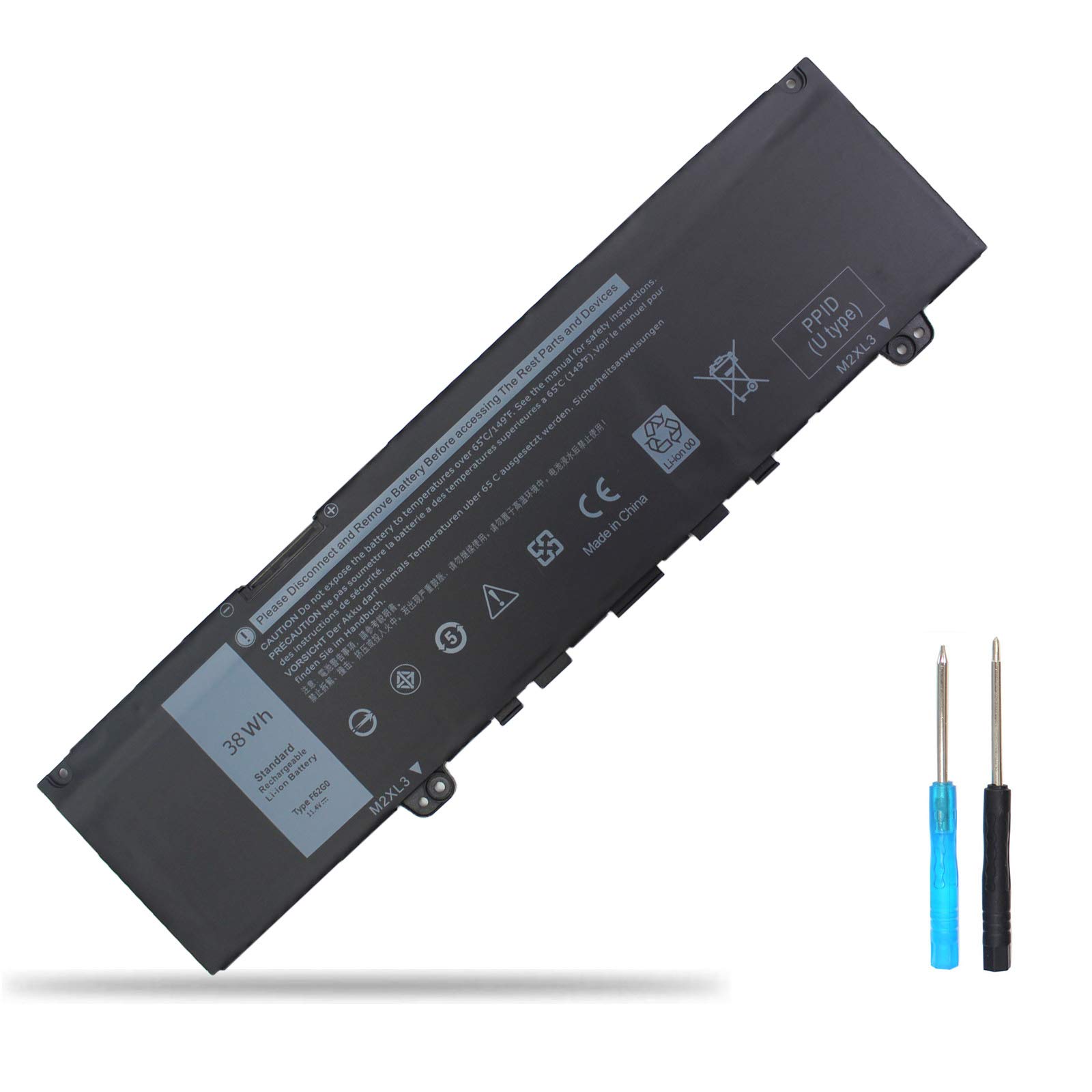38Wh F62G0 Laptop Battery for Dell Inspiron 13 5370 7370 7373 I7373 7380 7386 P83G P83G001 P83G002 P87G001 P87G Vostro 13 5370 Series F62GO RPJC3 0RPJC3 39DY5 039DY5