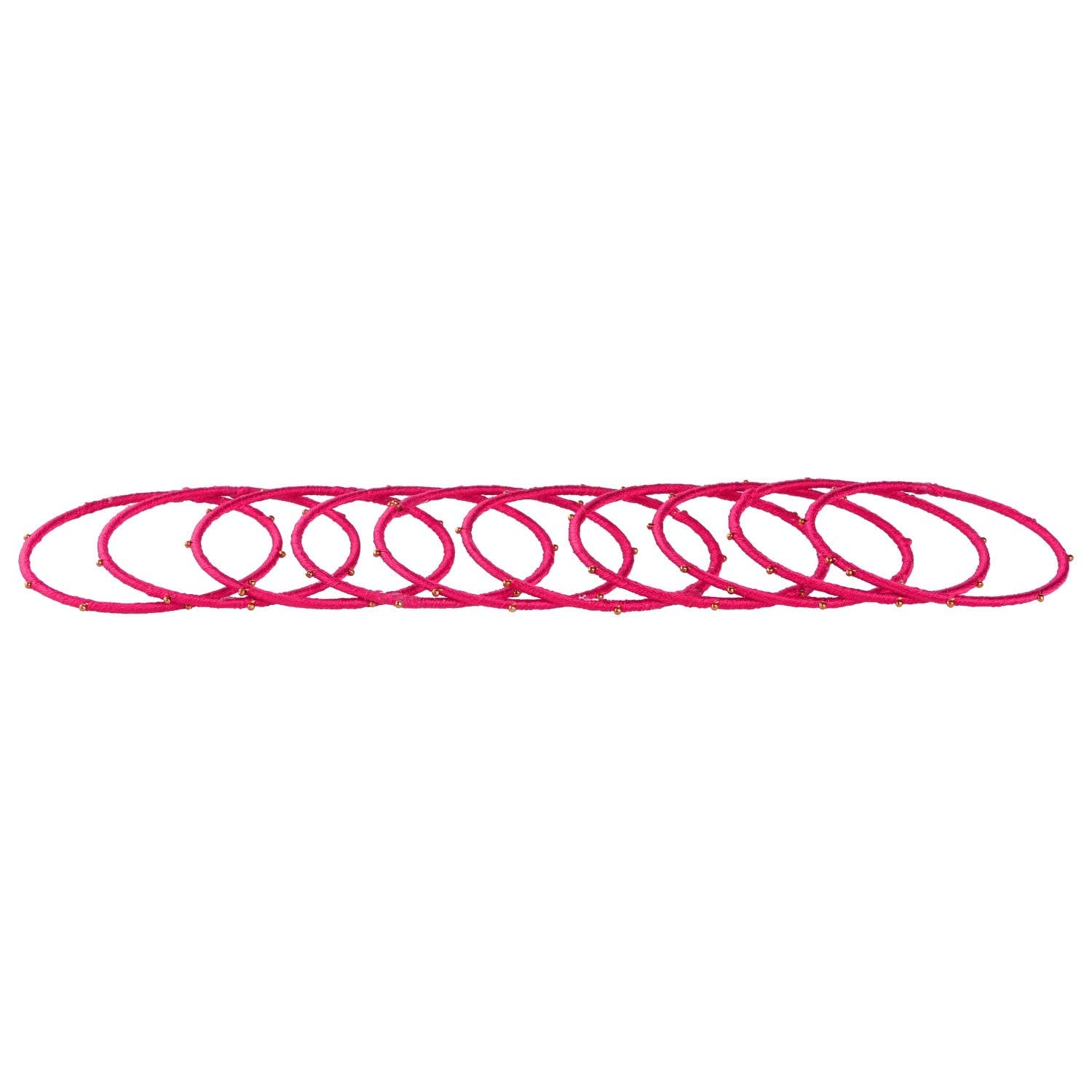 Efulgenz Indian Bangles for Women Indian Silk Thread Bangles Fashion Jewelry Indian Bollywood Gold Tone Beads Silk Thread Wedding Bridal Bracelet Bangle Set for Women (12 Pcs) Size 2.6