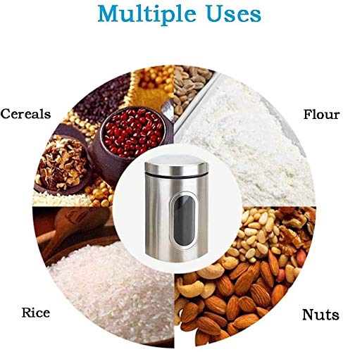 Storage Jars with Lids Kitchen Cylinder Food Storage Containers 304 Stainless Steel Jars With Airtight Lids Small Coffee Canisters, Rustic Home Decor,Pantry Organization And Storage For Tea Snacks Sug