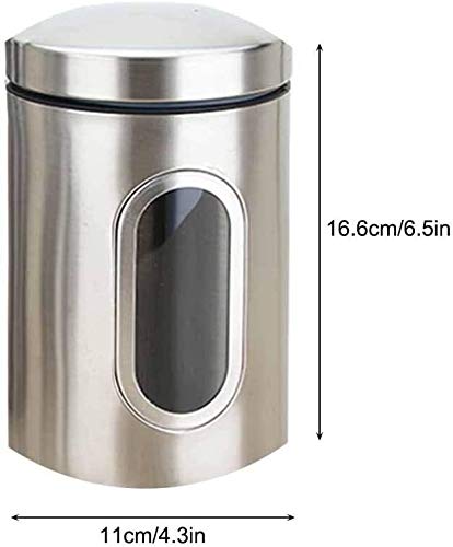 Storage Jars with Lids Kitchen Cylinder Food Storage Containers 304 Stainless Steel Jars With Airtight Lids Small Coffee Canisters, Rustic Home Decor,Pantry Organization And Storage For Tea Snacks Sug