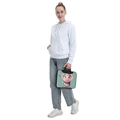Cute Pig Laptop Bag 15.6 Inch, Business Briefcase Gifts For Men Women, Messenger Shoulder Bag With Strap