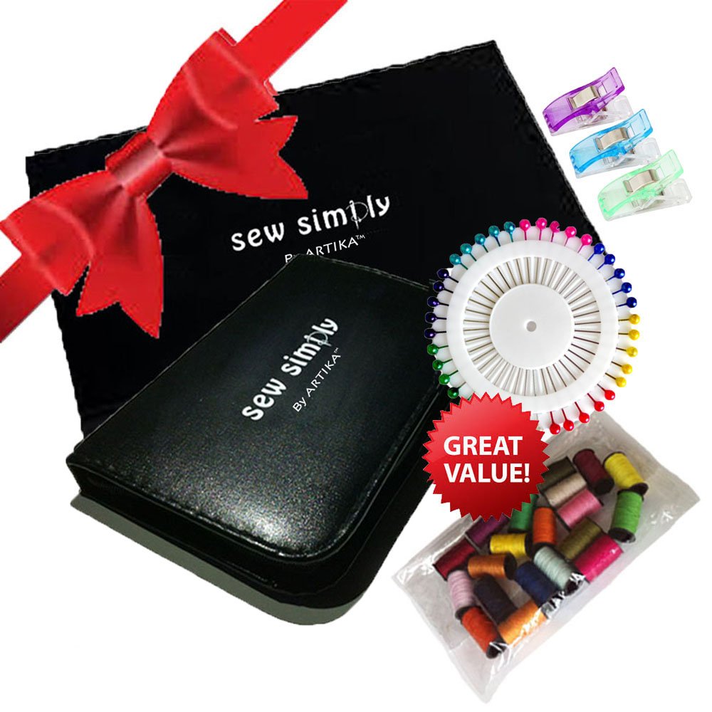 ARTIKA Sewing Kit for Adults and Kids (111 PCS) - Small Beginner Set w/Multicolor Thread, Needles, Scissors, Thimble & Clips - Emergency Repair and Travel Kits - Sewing Accessories and Supplies