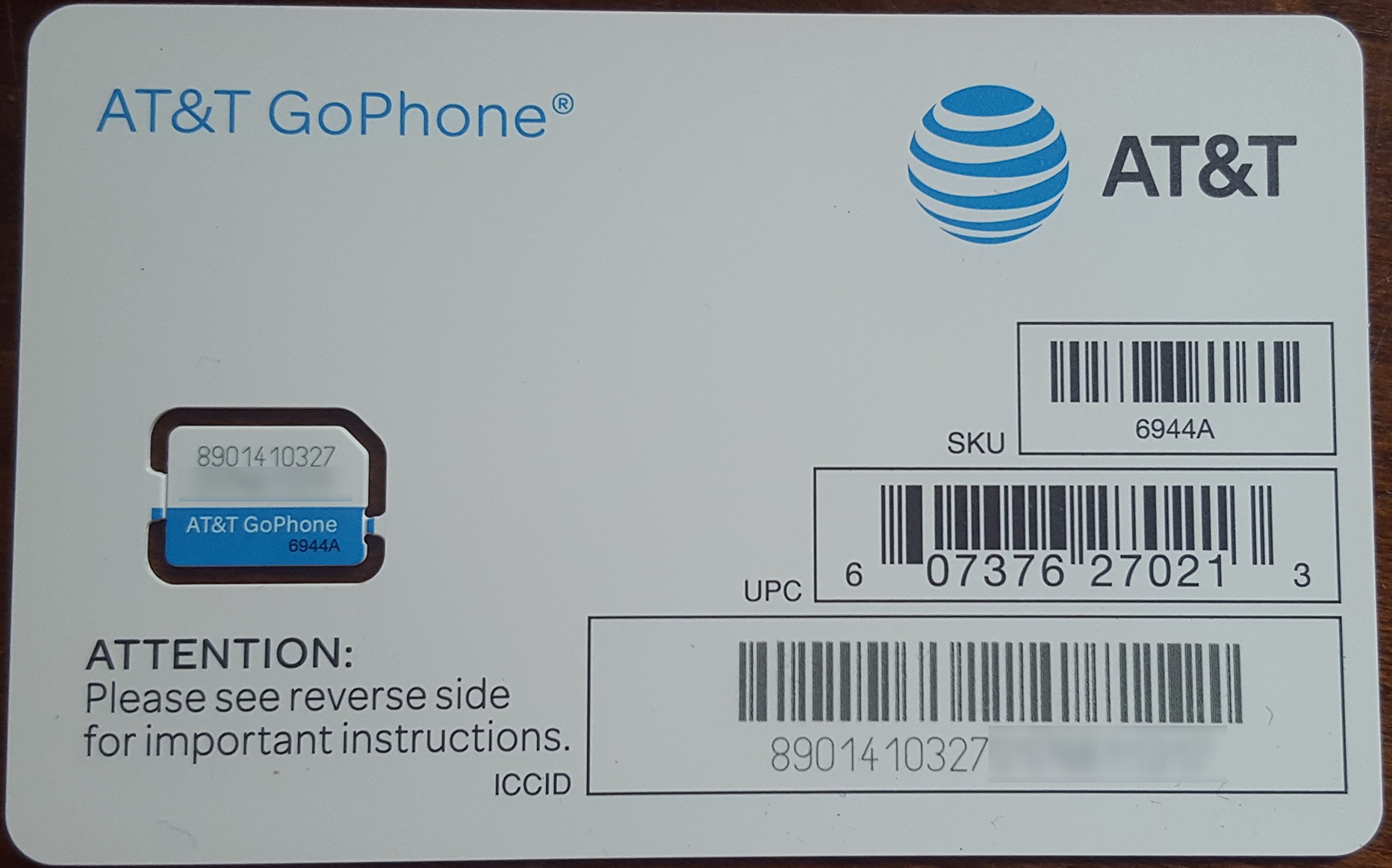 AT&T SIM Card, Compatible with Prepaid (GoPhone) and Postpaid AT&T Cellular Service (Nano)