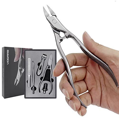 VOGARB 5pcs Large Nail Clippers Set for Thick/Ingrown Nails Toenail and Fingernail Long Handle Trimmer Wide Opening Cutter Heavy Duty Professional Podiatrist Pedicure Tool for Adult Seniors(JCDK5PS)