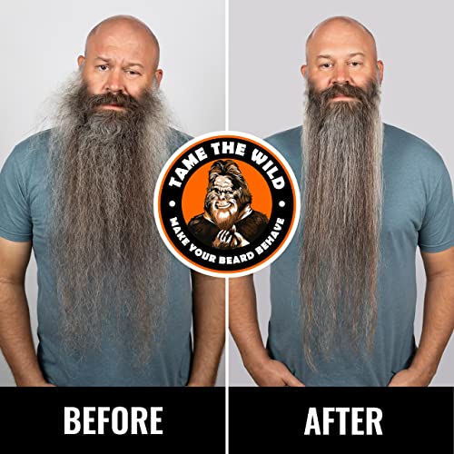 Tame The Wild Premium Beard Straightener - Ionic Anti-Scald Technology - Heated Beard Brush - 3 Temp Settings - Wooden Comb Included - Gift Set