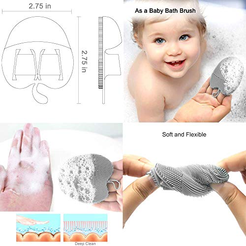 Pure Silicone Body Massage Brush Body Wash Bath Shower Tool, with Super Soft Manual Facial Cleansing Brush Scrubber