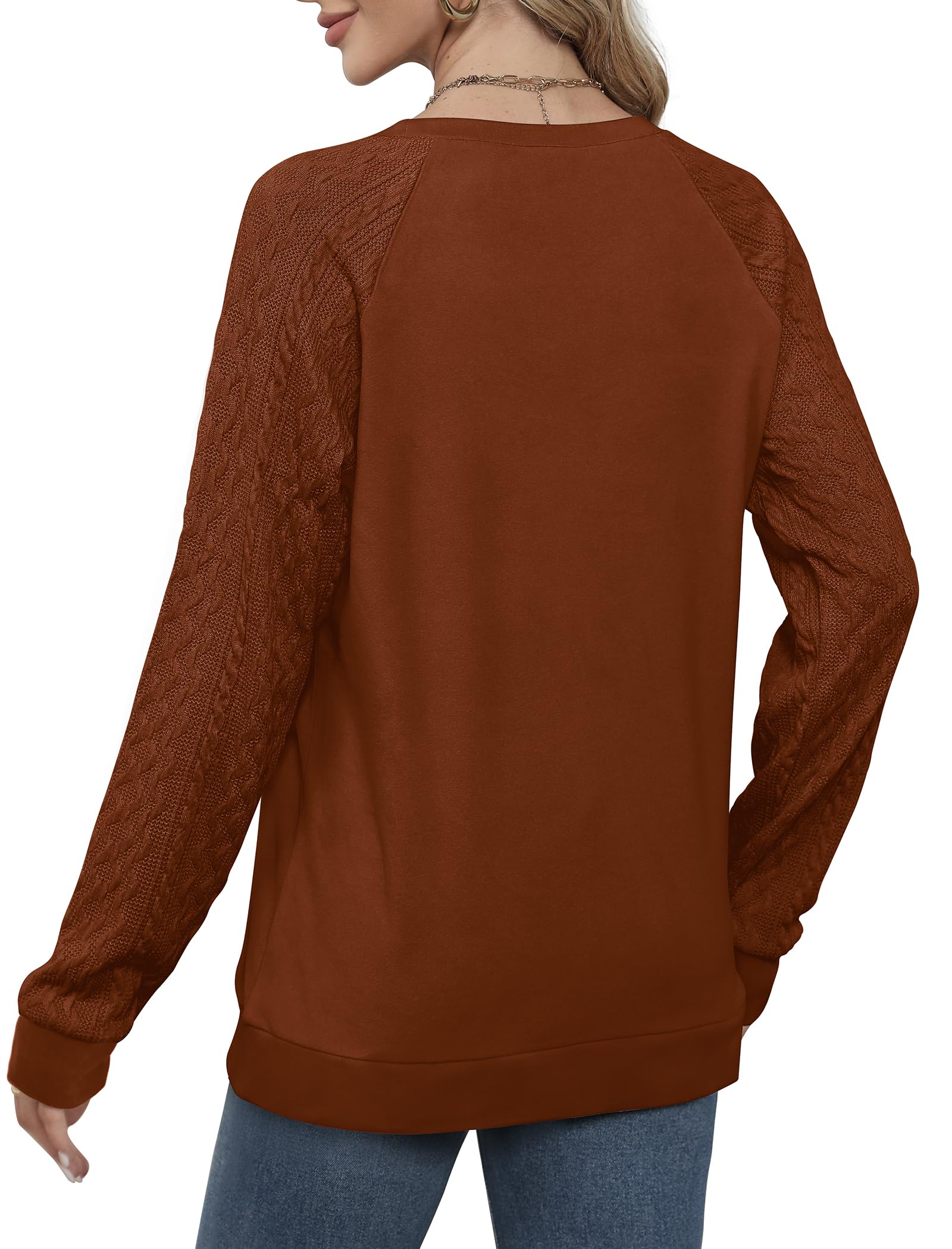 Saloogoe Womens Tops Casual Sweaters Loose Fit Winter Clothes Holidays Outfits 2024 Orange S