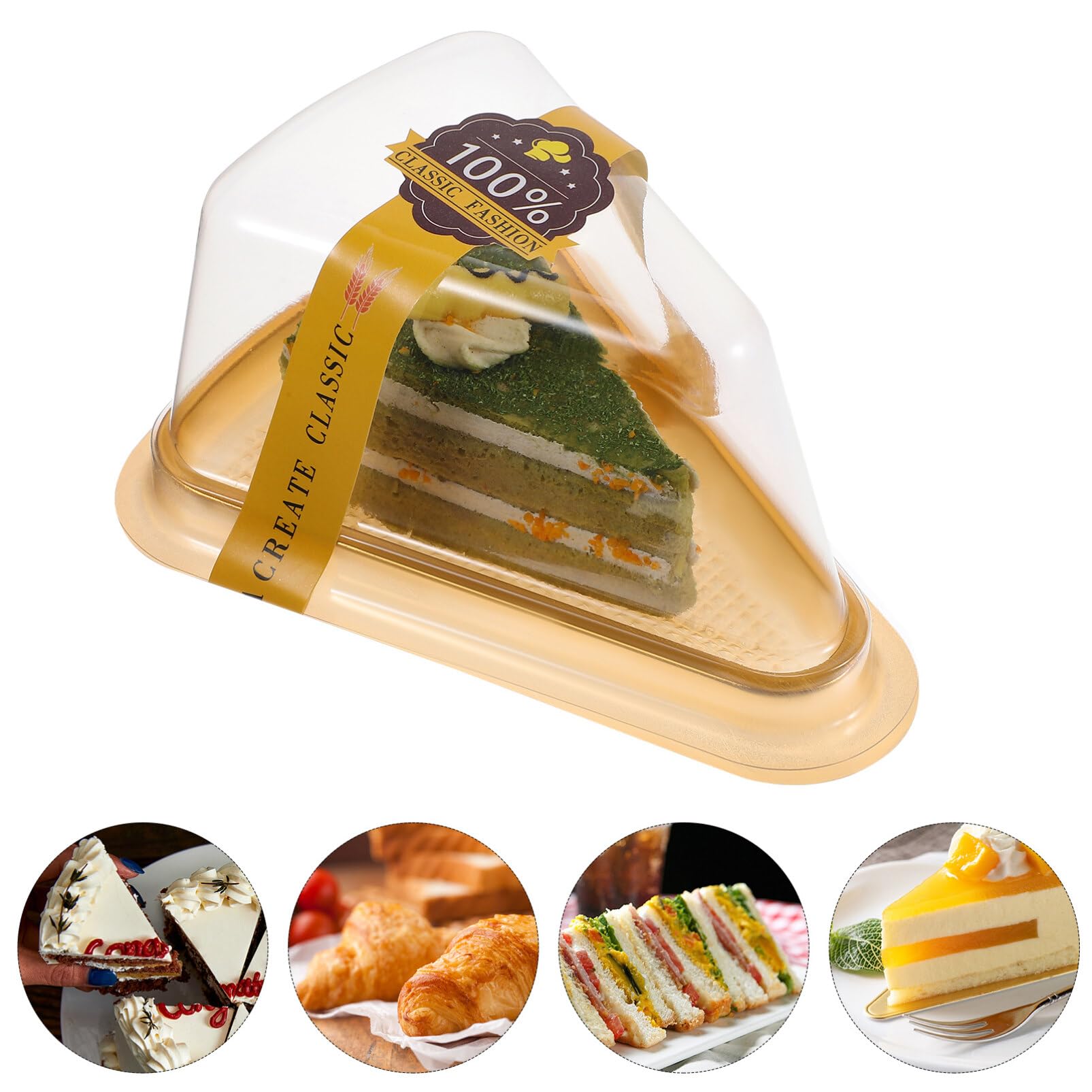 Zerodeko 50pcs Boxes Triangular Cake Box Disposable Cake Containers with Lids Mini Cheesecake Containers Chocolate Boxes Sandwich Sealing Container Cupcake Carrier Takeaway Box A03 Food Pvc
