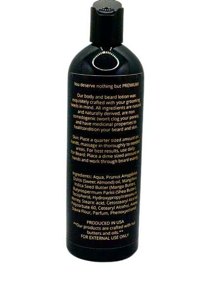 2-in-1 Body and Beard Lotion, Last Lotion/Beard Conditioner You'll Ever Need, heals chapped dry skin/eczema, all skin types, protects beard, stops beard breakage, 16 ounces
