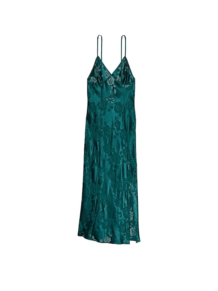Victoria's Secret VS Archives Burnout Satin Slip, Women's Lingerie, Lace Up Detailing, Green (S)