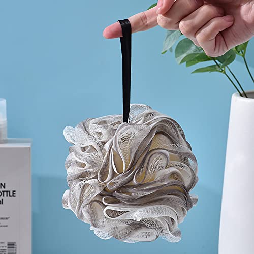 TODOZO Extra Large Mesh Soft Scrubber for Men and Women Exfoliate with Big Black & White Gentle Cleanse in Beauty Bathing Accessories Bathroom Storage (Grey, One Size)