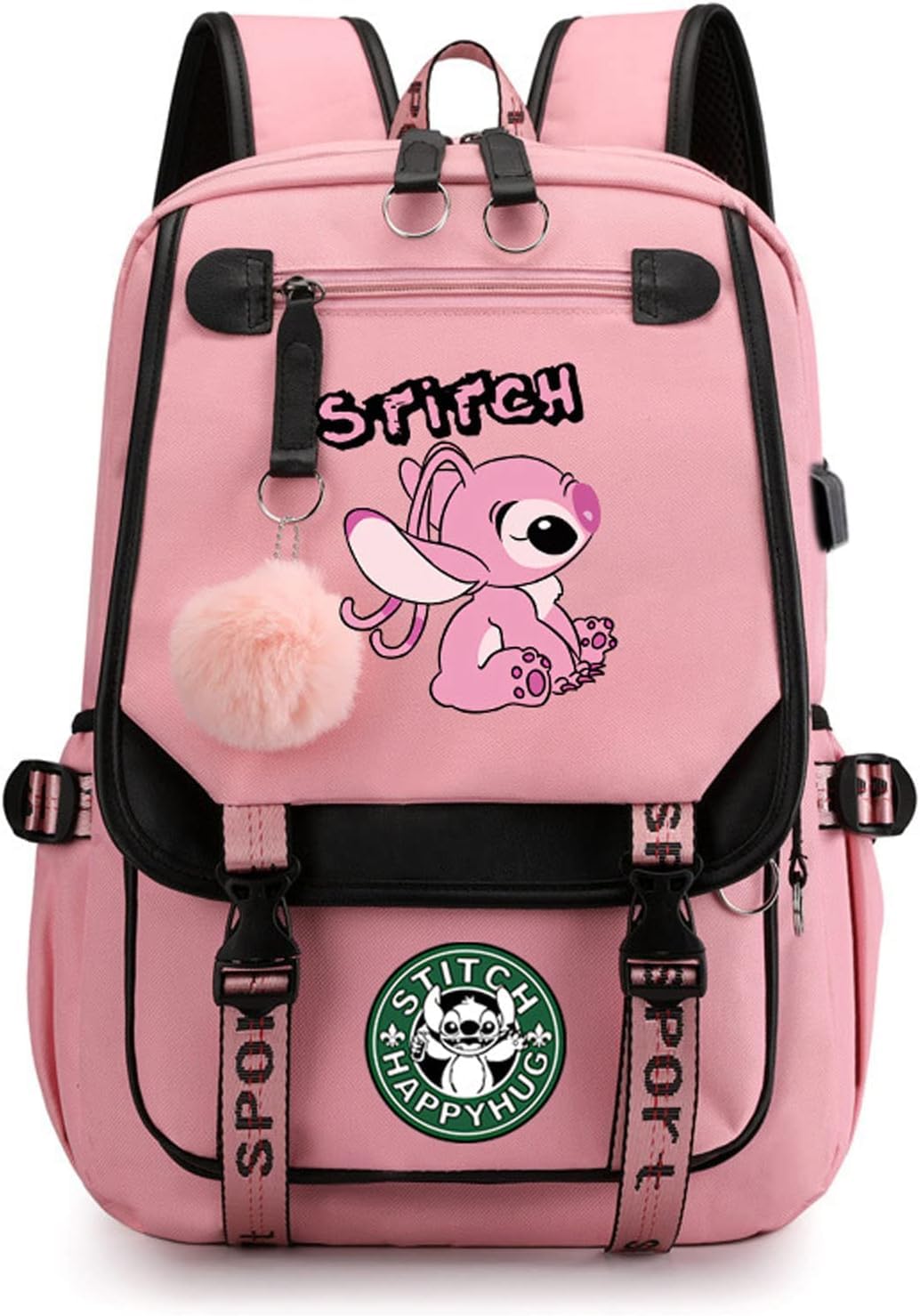 WZCSLM 15.6 Inch Stylish Computer Backpack Teens Bag College School Casual Daypack With USB Port Business (pink)