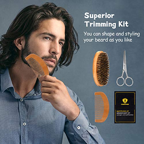 Ceenwes Upgraded Beard Grooming Kit with Beard Conditioner ,Beard Oil, Beard Brush, Beard Comb, Beard Balm, Beard Shampoo, Beard & Mustache Scissors Storage Bag, Beard Growth & Trimming Kit for Men Care Perfect Christmas Gifts for Dad/Boyfriend