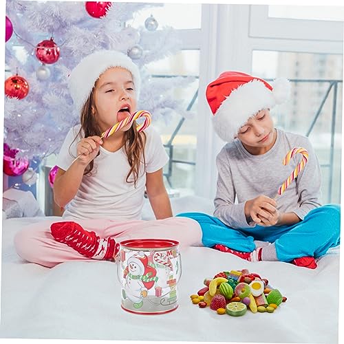 NOLITOY 16 Pcs Portable Cylinder Cookie Containers for Giving Christmas Biscuit Xmas Candy Canister Loose Tea Tin Candy Container Adorable Candy Canister Seal PVC Christmas Box
