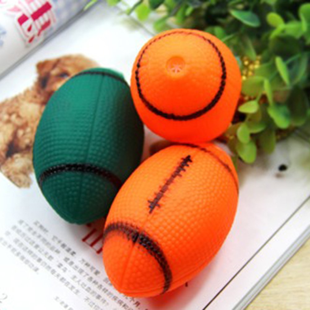 Gilroy Dog Squeaky Toys Ball Throw Rugby Football for Pet Training Sound Toy, Random Color