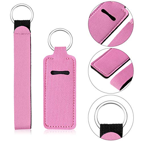 20 Pieces Chapstick Holder Keychain Lipstick Holder Lip Balm Holster Clip-on Sleeve Pouch and Wristlet Lanyard (Silver Ring)