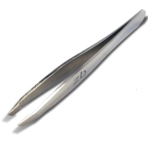 Zizzili Basics Elite Series Slant Tweezers - Surgical Grade Stainless Steel for Professionals (Mirror Polish)