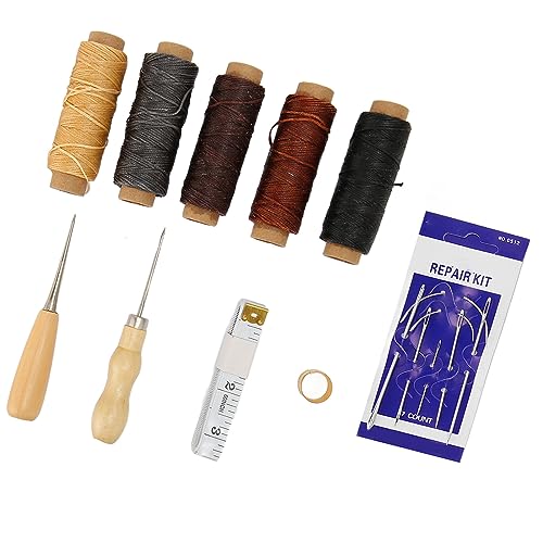 Leather Repair Kit Tape Measure Waxed Thread Leather Working Kit DIY for Leather Craft