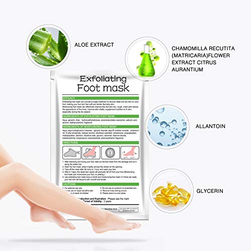 Foot Peel Mask 3 Pack, Exfoliator Peel Off Calluses Dead Skin Callus Remover,Baby Soft Smooth Touch Feet-Men Women (Aloe Vera)