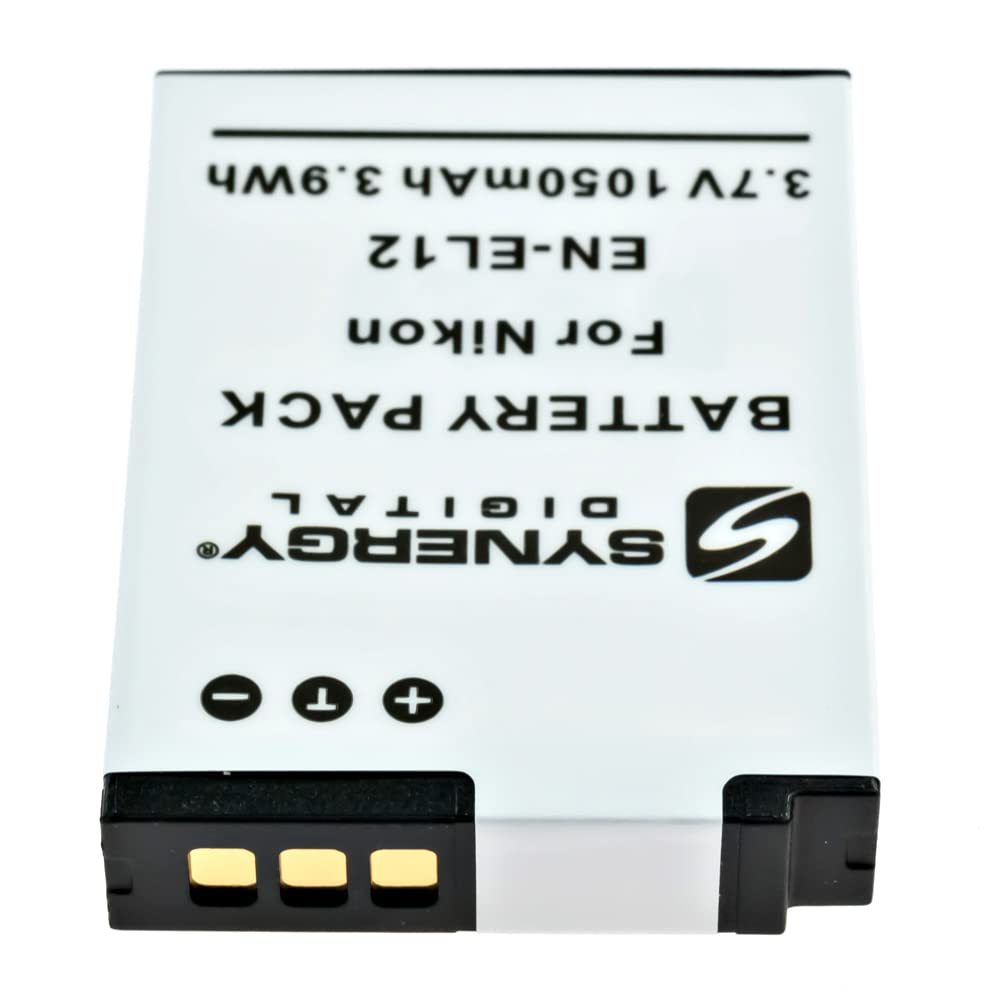 Synergy Digital SDENEL12 Lithium-Ion Battery - Rechargeable Ultra High Capacity (3.7V 1050 mAh) - Replacement for Nikon EN-EL12 Battery