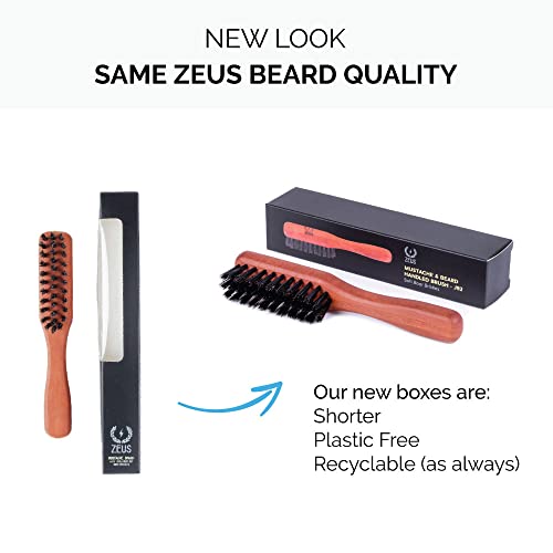 ZEUS Beard & Mustache Brush with Handle, Boar Bristle Brush for Untangling Beard Hairs β MADE IN GERMANY (SOFT BRISTLES) J92