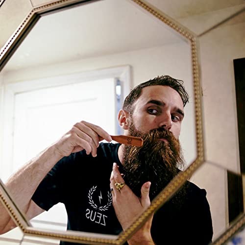 ZEUS Beard & Mustache Brush with Handle, Boar Bristle Brush for Untangling Beard Hairs β MADE IN GERMANY (SOFT BRISTLES) J92