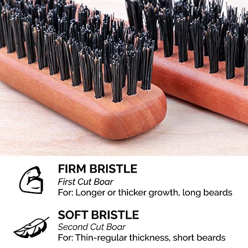 ZEUS Beard & Mustache Brush with Handle, Boar Bristle Brush for Untangling Beard Hairs β MADE IN GERMANY (SOFT BRISTLES) J92