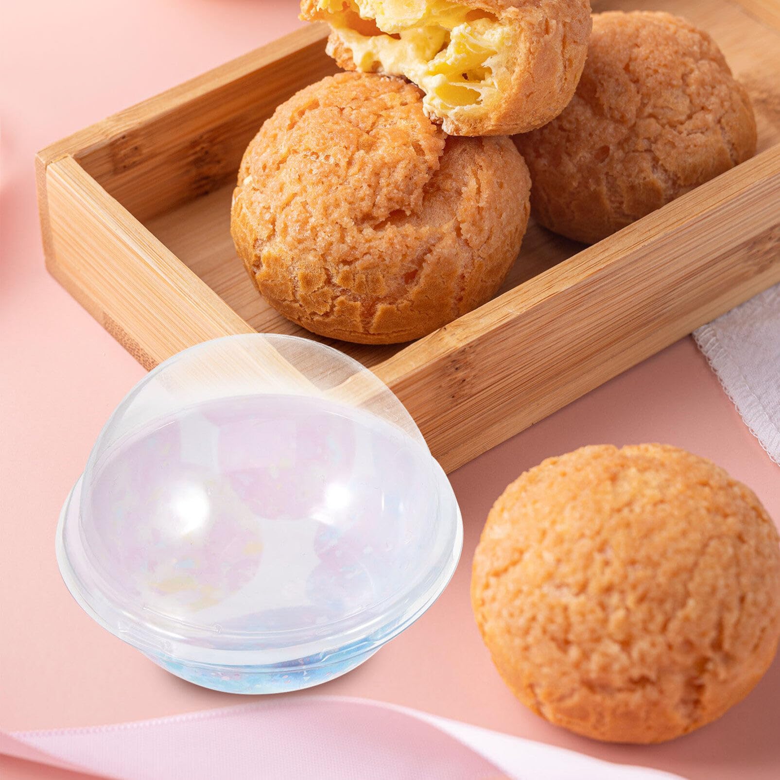 50pcs Box Muffins Cake Container with Lids Mini Cupcake Containers Moon Cake Containers Individual Cupcake Containers Cake Carrier Single The Pet Plastic Boxes