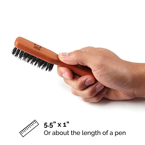 ZEUS Beard & Mustache Brush with Handle, Boar Bristle Brush for Untangling Beard Hairs β MADE IN GERMANY (SOFT BRISTLES) J92